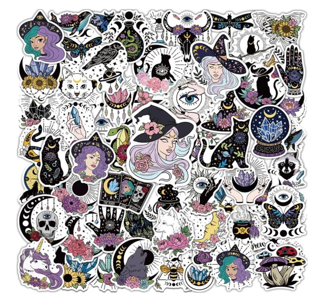 64 PCS Occult Celestial Creepy Sticker Pack, Vintage Ephemera Photos ...
