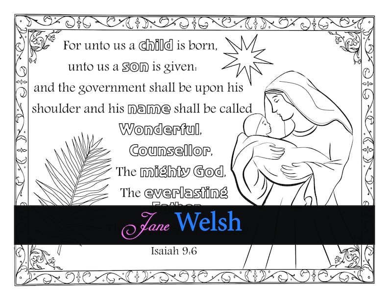 Isaiah 9:6 Nativity Colouring Pages, KJV Bible Verse, Shepherds, Mary ...