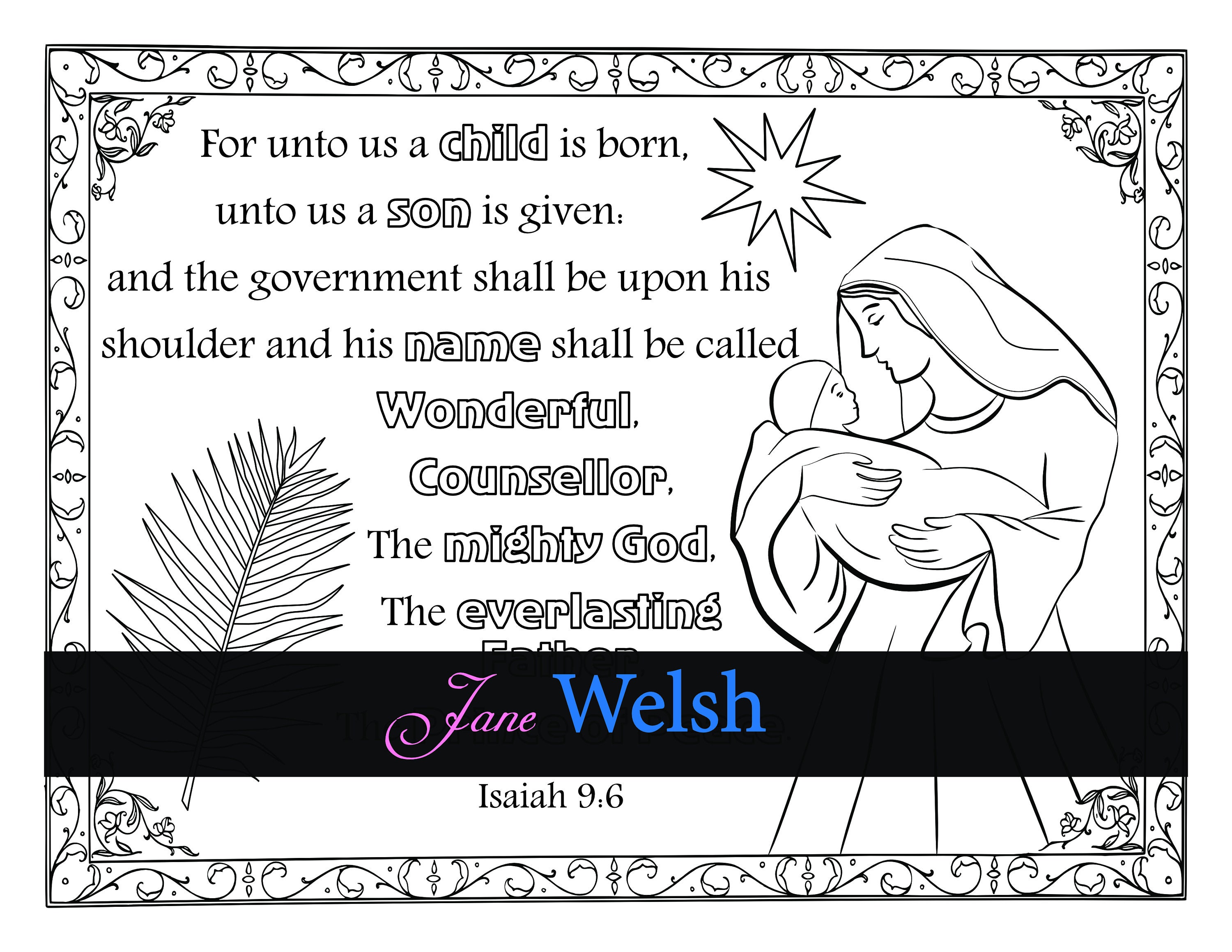 Isaiah 9:6 Nativity Colouring Pages, KJV Bible Verse, Shepherds, Mary ...