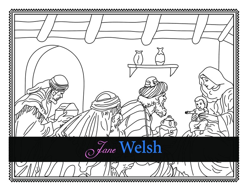 Matthew 2:11 Nativity Colouring Pages, KJV Bible Verse, Wisemen ...