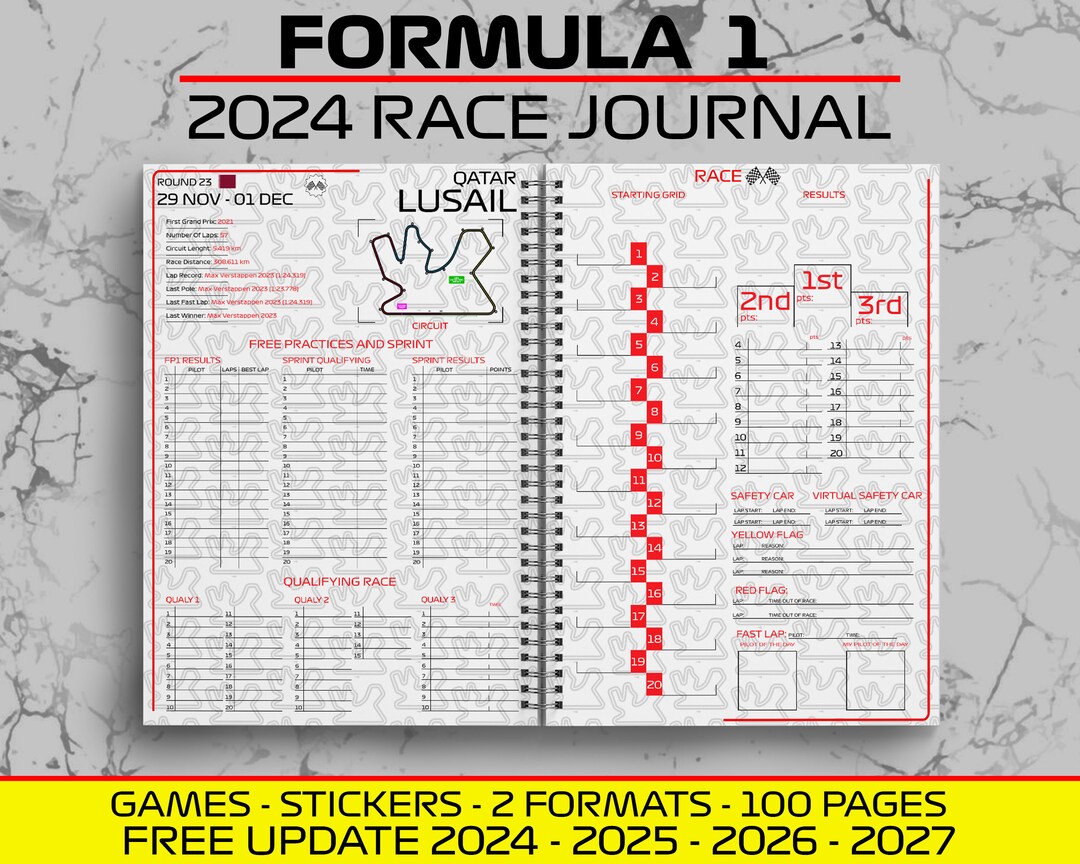 F1 Journal 2024, F1 Planner 2024, Planner Formula 1, Red Bull, Ferrari ...