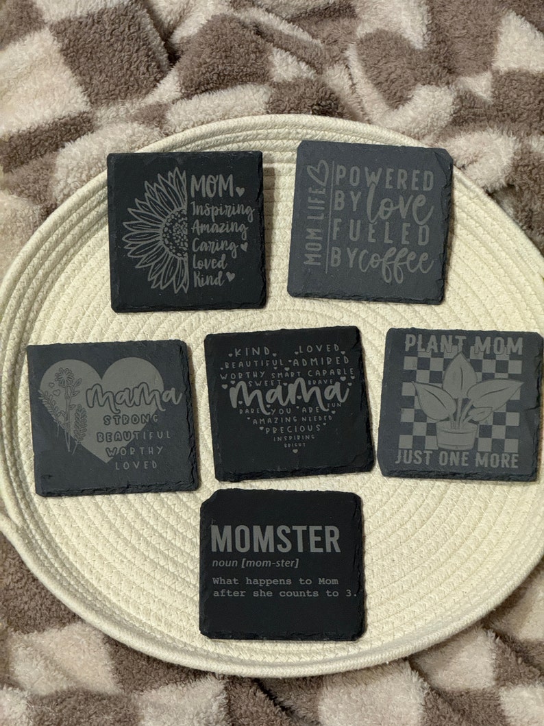 Mom Themed Slate Coasters - Etsy