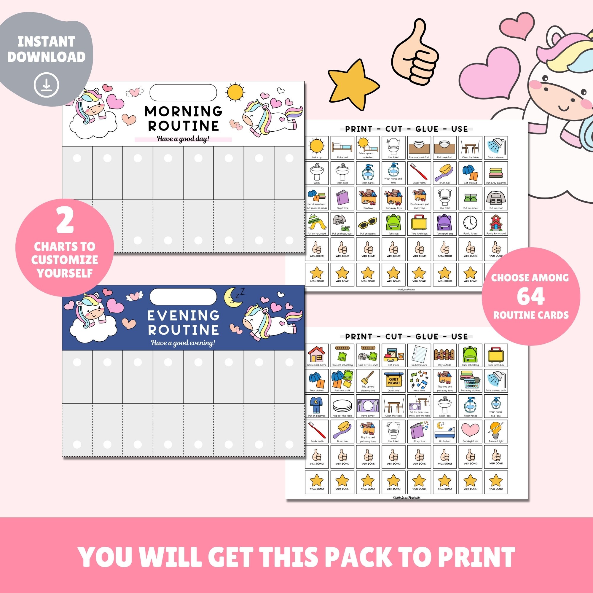 Morning and Bedtime Routine Flip Chart, Routine Chart for Toddlers ...