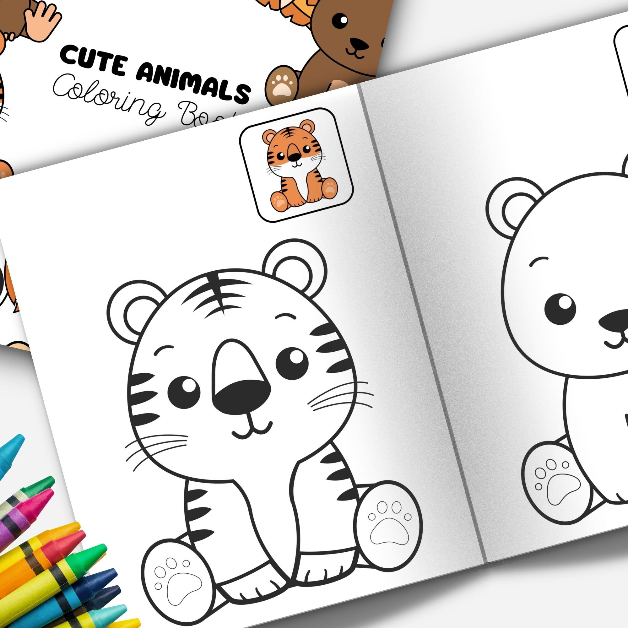 Animals Cute Coloring Book, Easy Coloring Pages for Toddlers & Kids ...