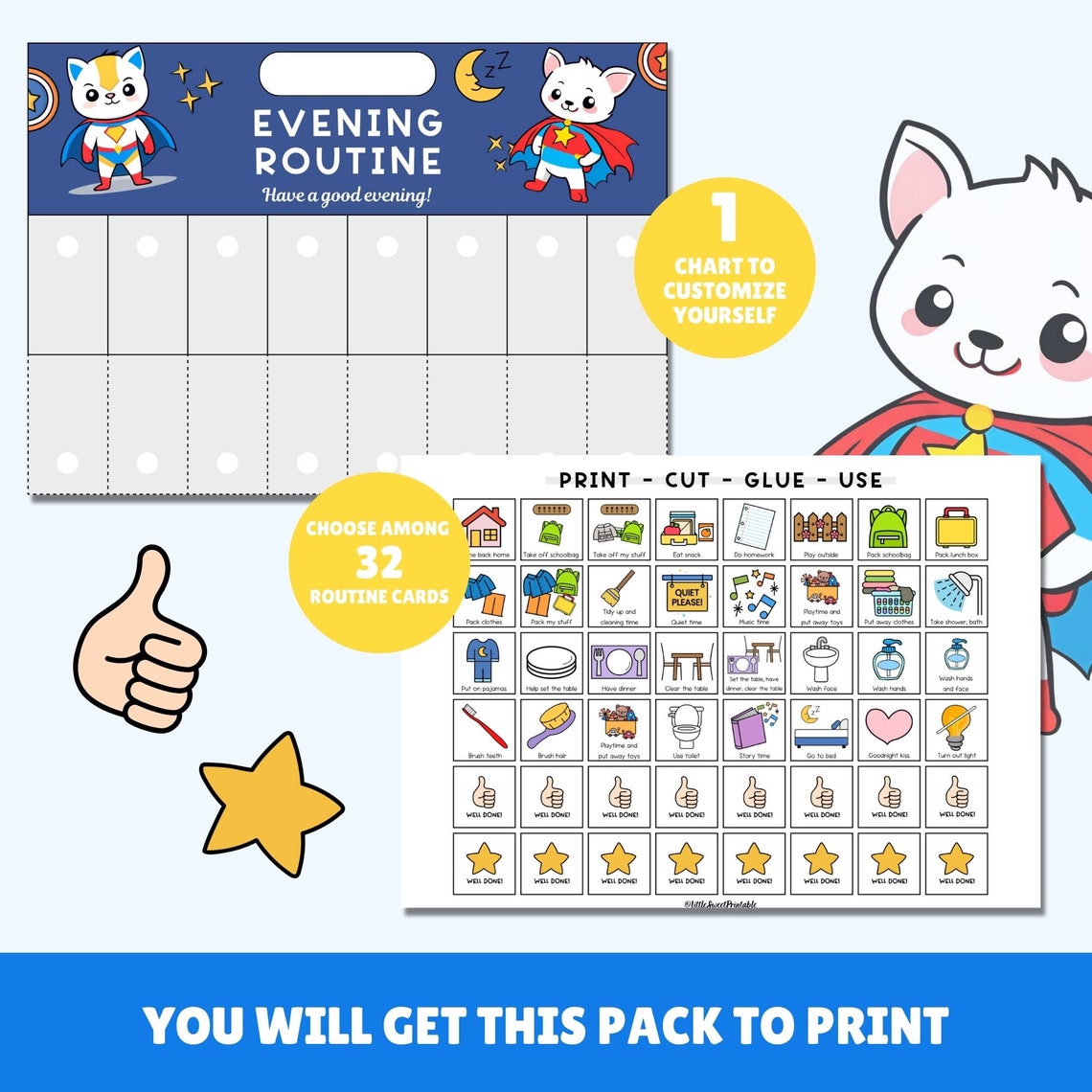 Morning and Bedtime Routine Flip Chart, Routine Chart for Toddlers ...