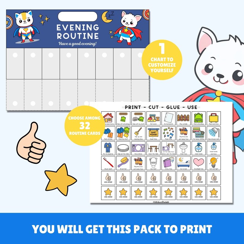 Morning and Bedtime Routine Flip Chart, Routine Chart for Toddlers ...