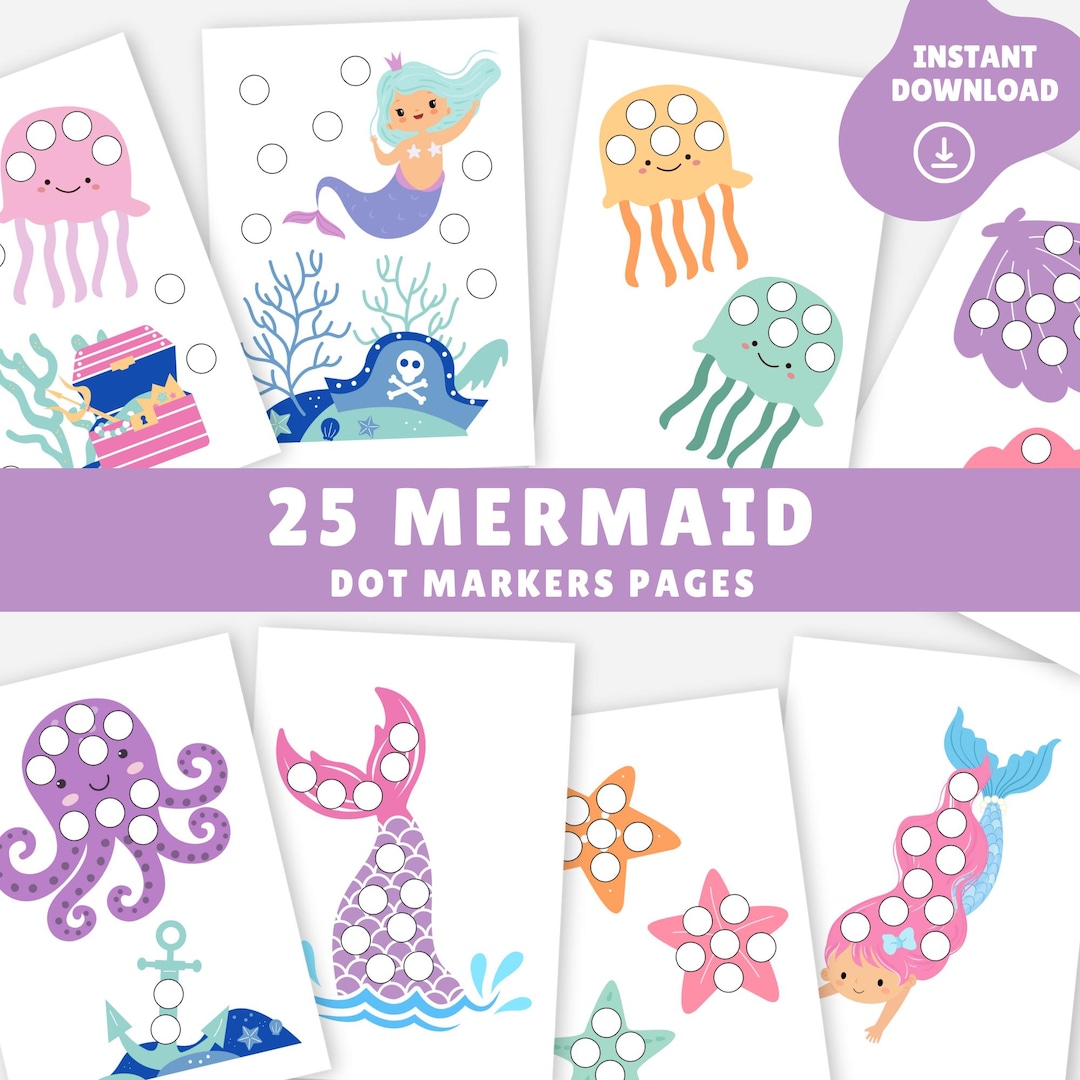 Do a Dot Printable, Mermaid Dot Marker Pages, Easy Kids Coloring Pages ...