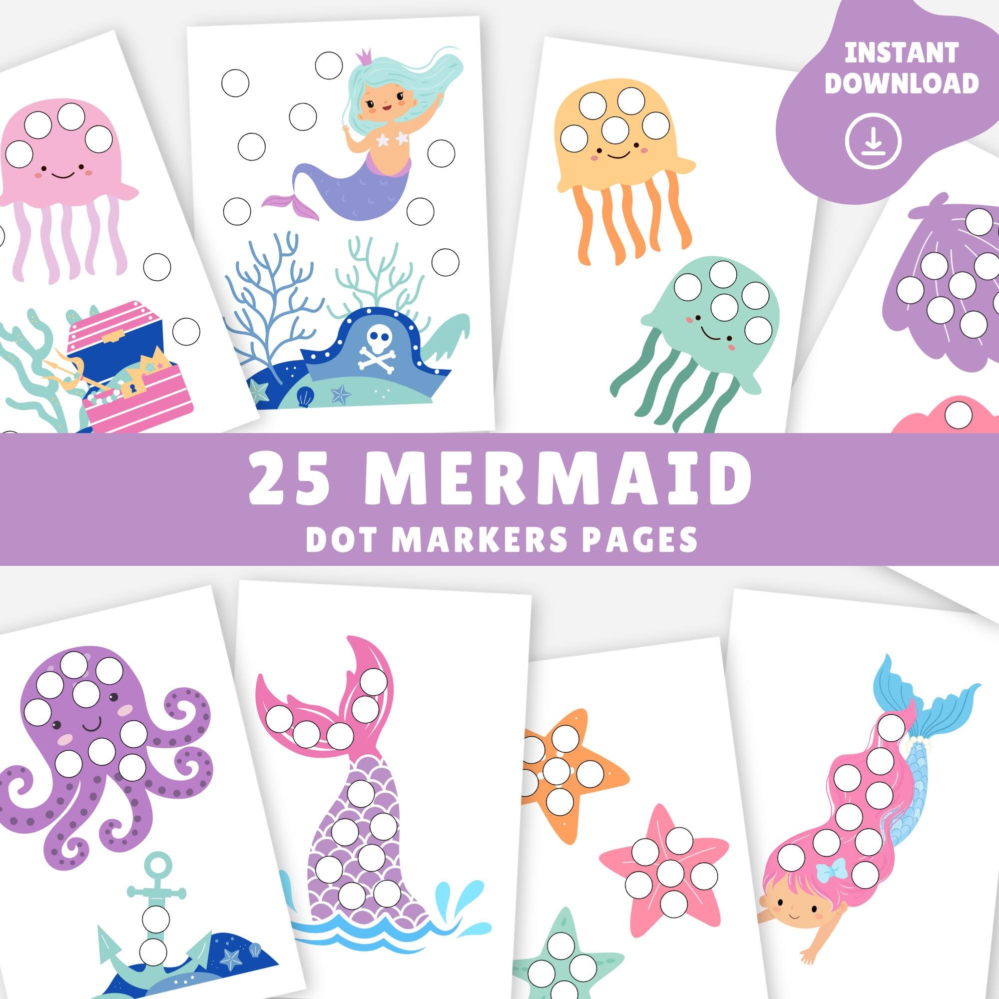 Do a Dot Printable, Mermaid Dot Marker Pages, Easy Kids Coloring Pages ...