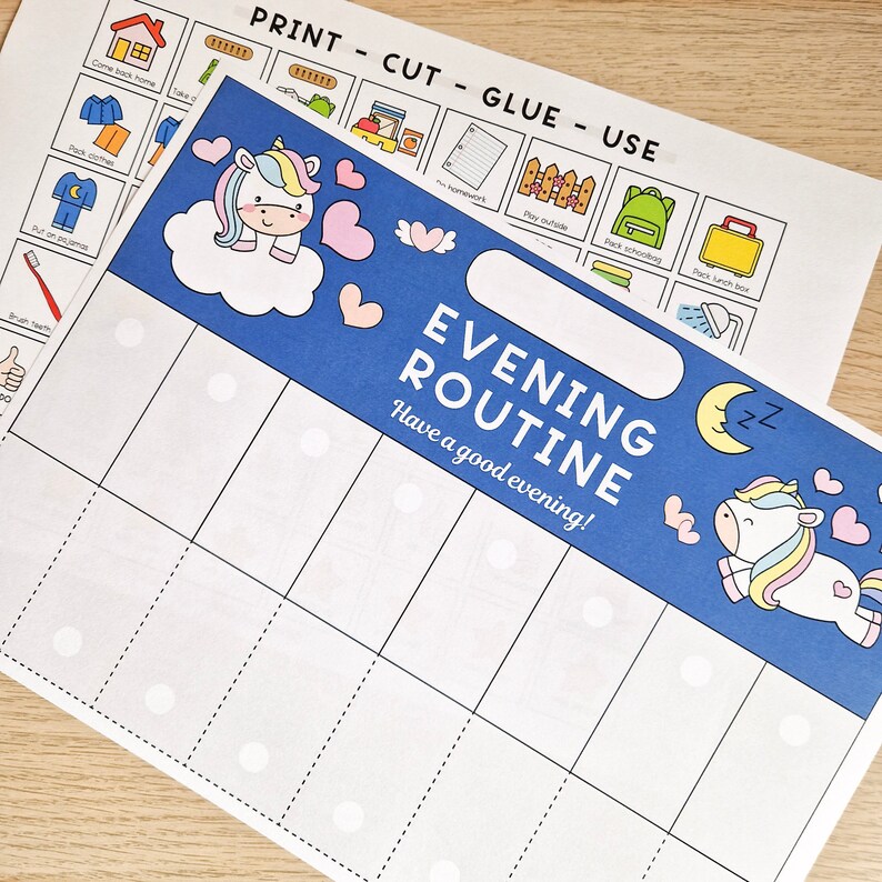 Bedtime Flip Chart Routine Printable Visual Schedule Kids Toddler Daily ...