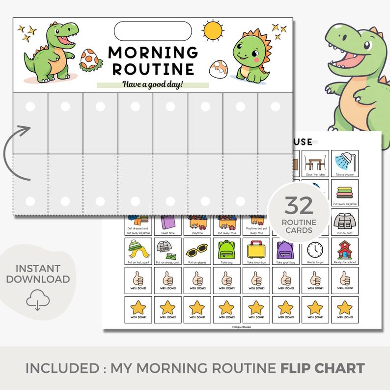 Morning and Bedtime Routine Flip Chart, Routine Chart for Toddlers ...