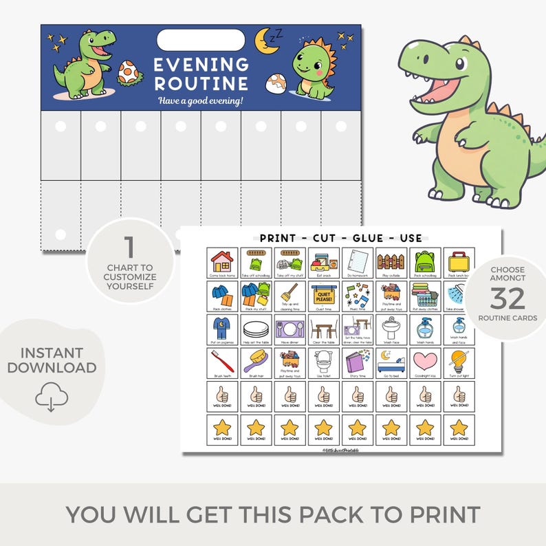 Bedtime Chart for Toddlers, Visual Schedule for Kids, Routine Flip ...