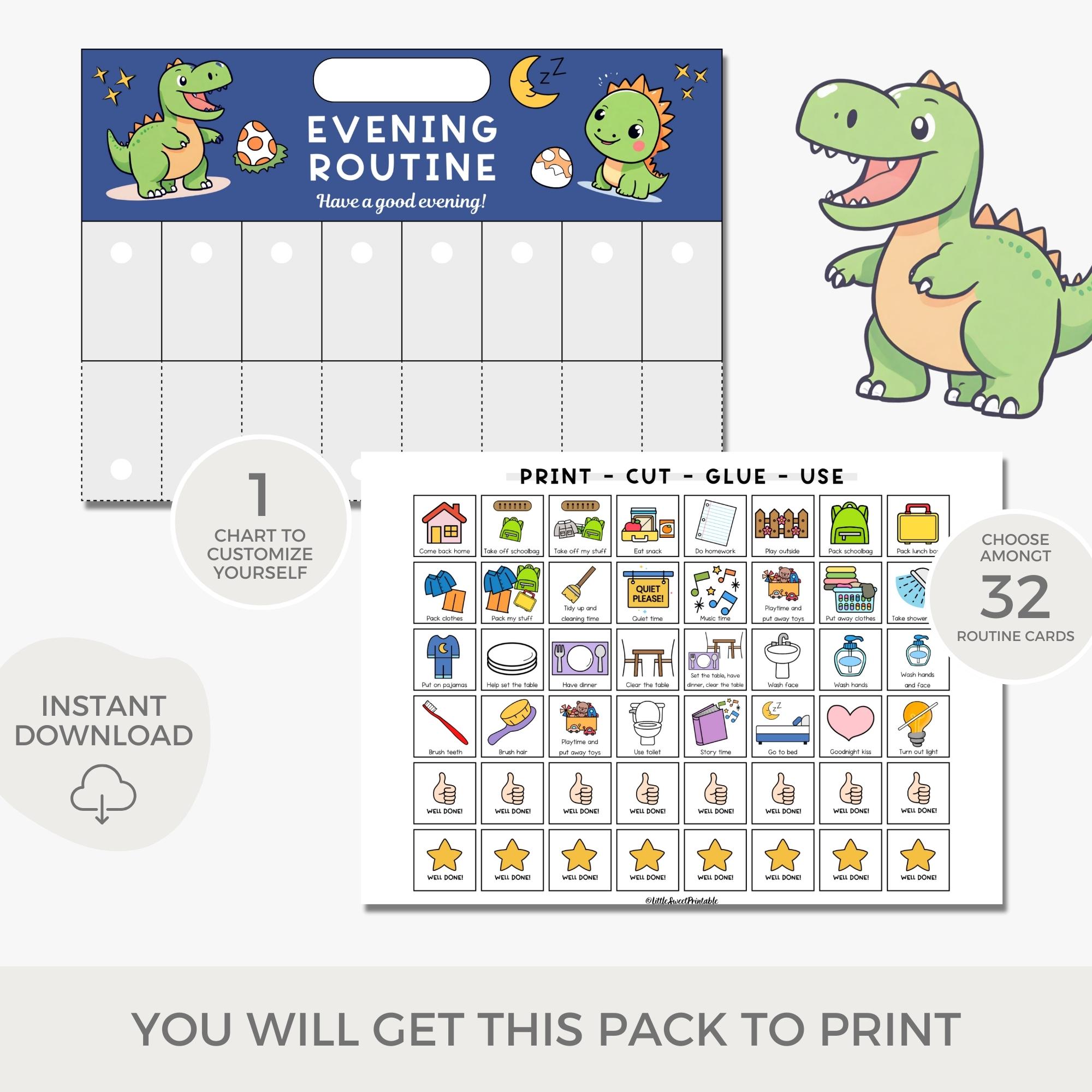 Bedtime Chart for Toddlers, Visual Schedule for Kids, Routine Flip ...