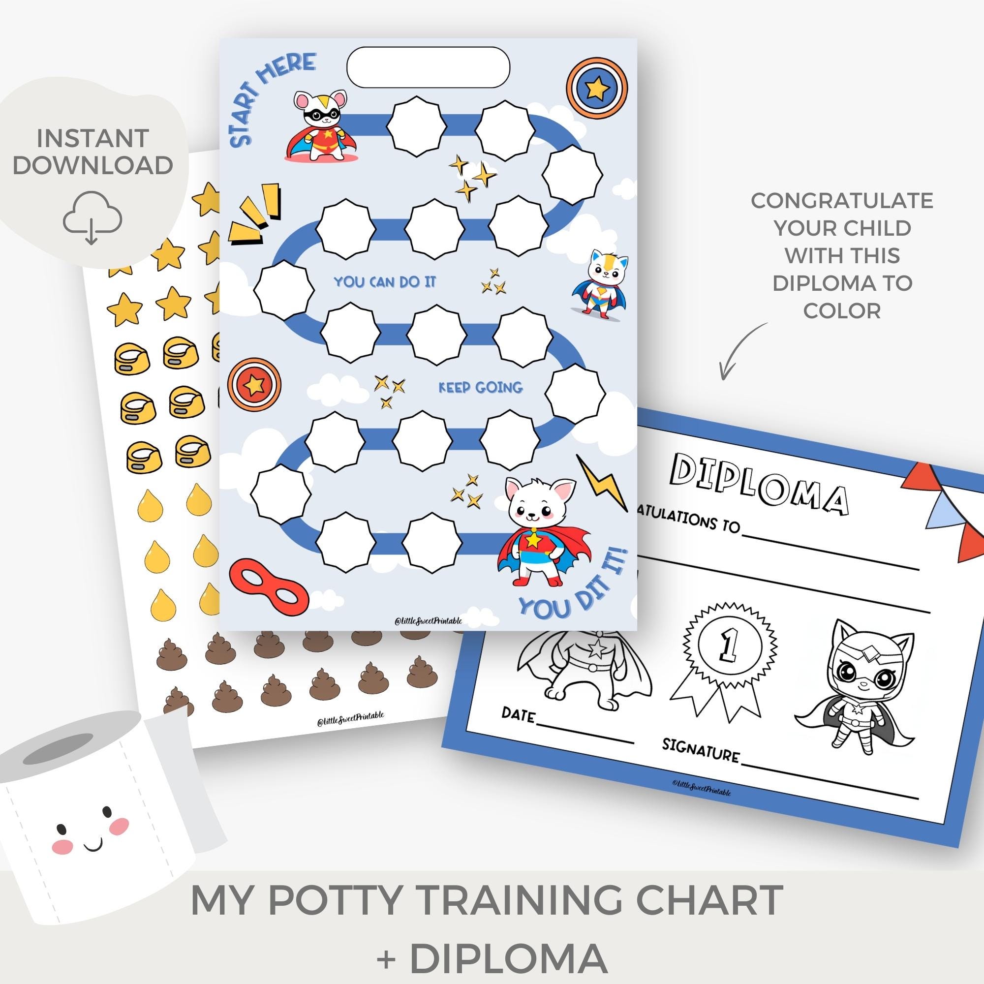 Potty Training Chart Printable, Toddler Potty Sticker Chart, Potty ...