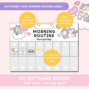 Morning Routine Chart Printable for Kids Toddler Daily Visual Schedule ...