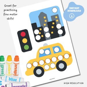 Do a Dot Printable, Vehicles Dot Marker Pages, Easy Kids Coloring Pages ...