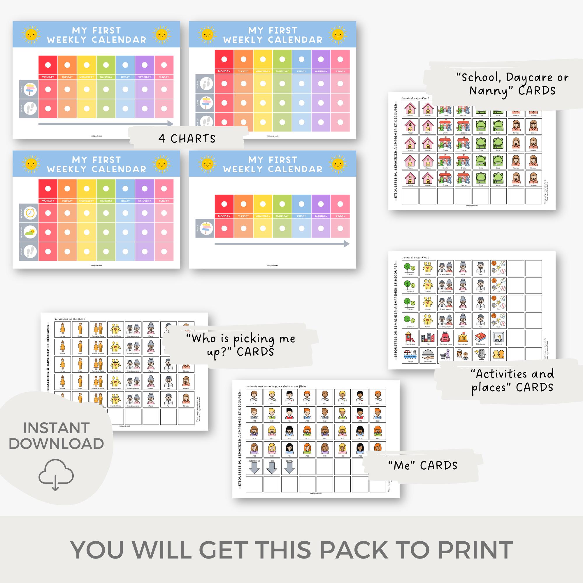 Weekly Visual Calendar, Toddler Visual Schedule, Daily Schedule, Weekly ...