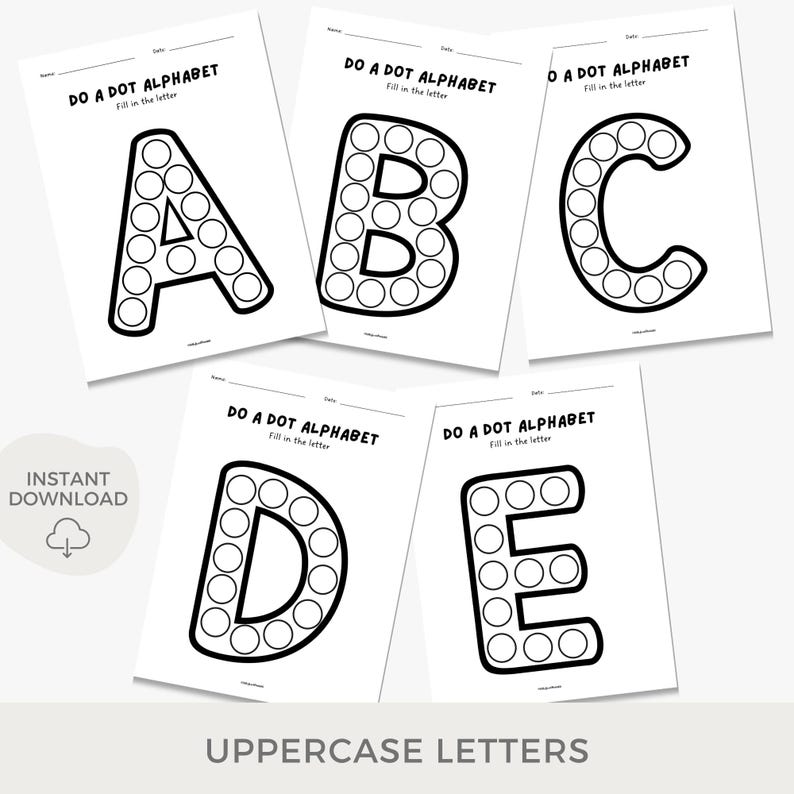 Do a Dot Alphabet Worksheets, Do a Dot Letters Worksheets, Kid ...