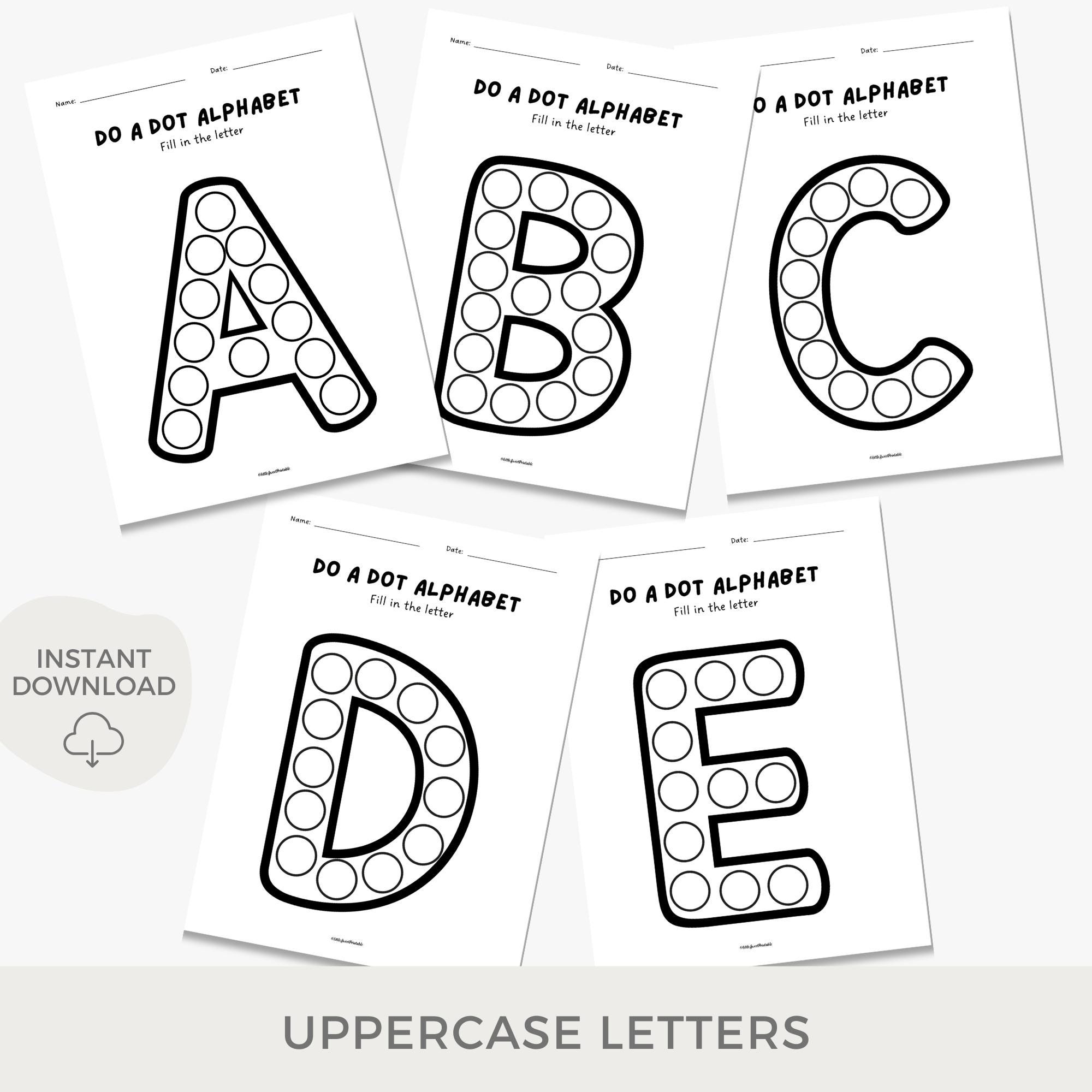 Do a Dot Alphabet Worksheets, Do a Dot Letters Worksheets, Kid ...
