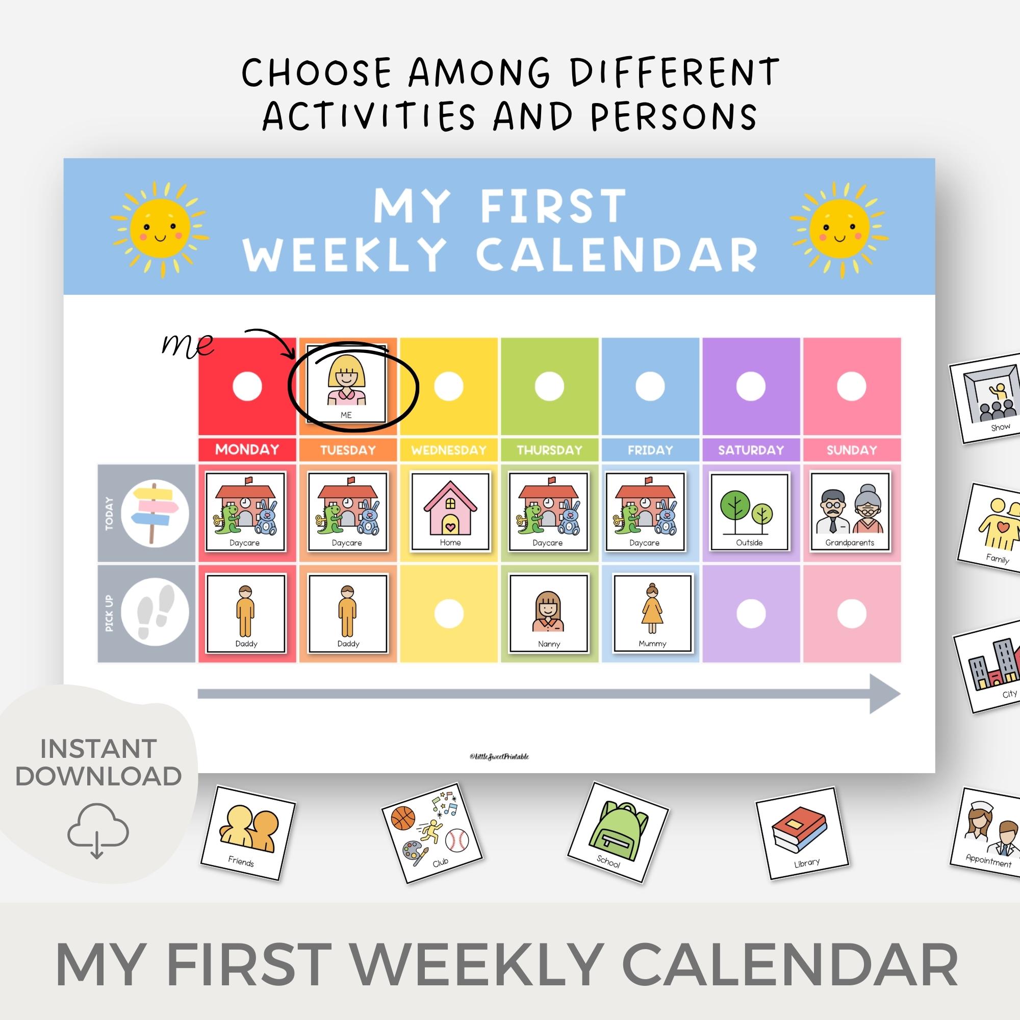 Weekly Visual Calendar, Toddler Visual Schedule, Daily Schedule, Weekly ...