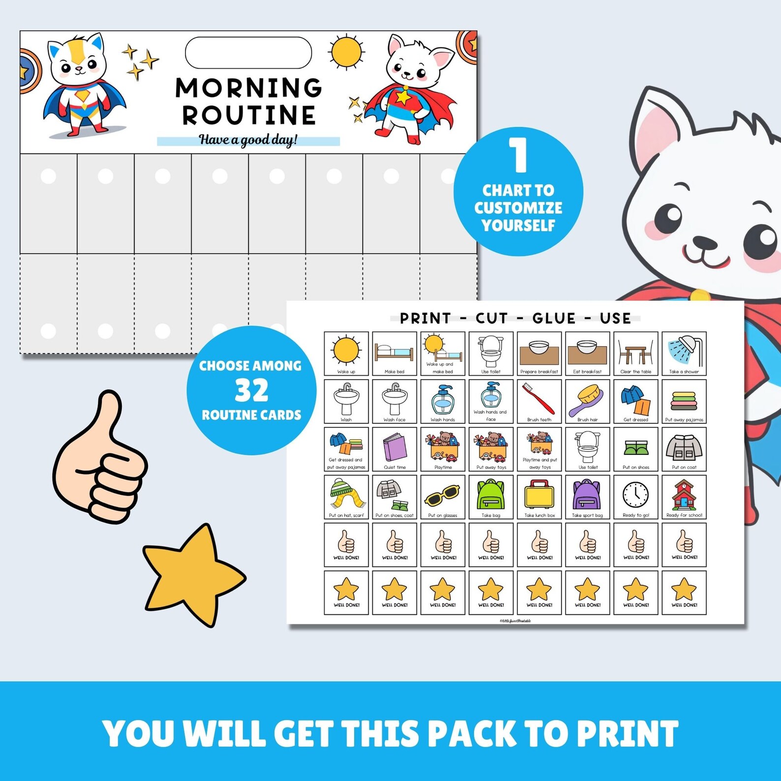 Morning Routine Printable for Kids Routine Chart for Toddler Tracker ...