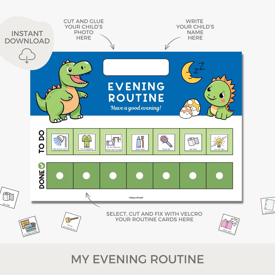 Bedtime Routine Chart, Visual Schedule for Kids, Toddler Routine ...