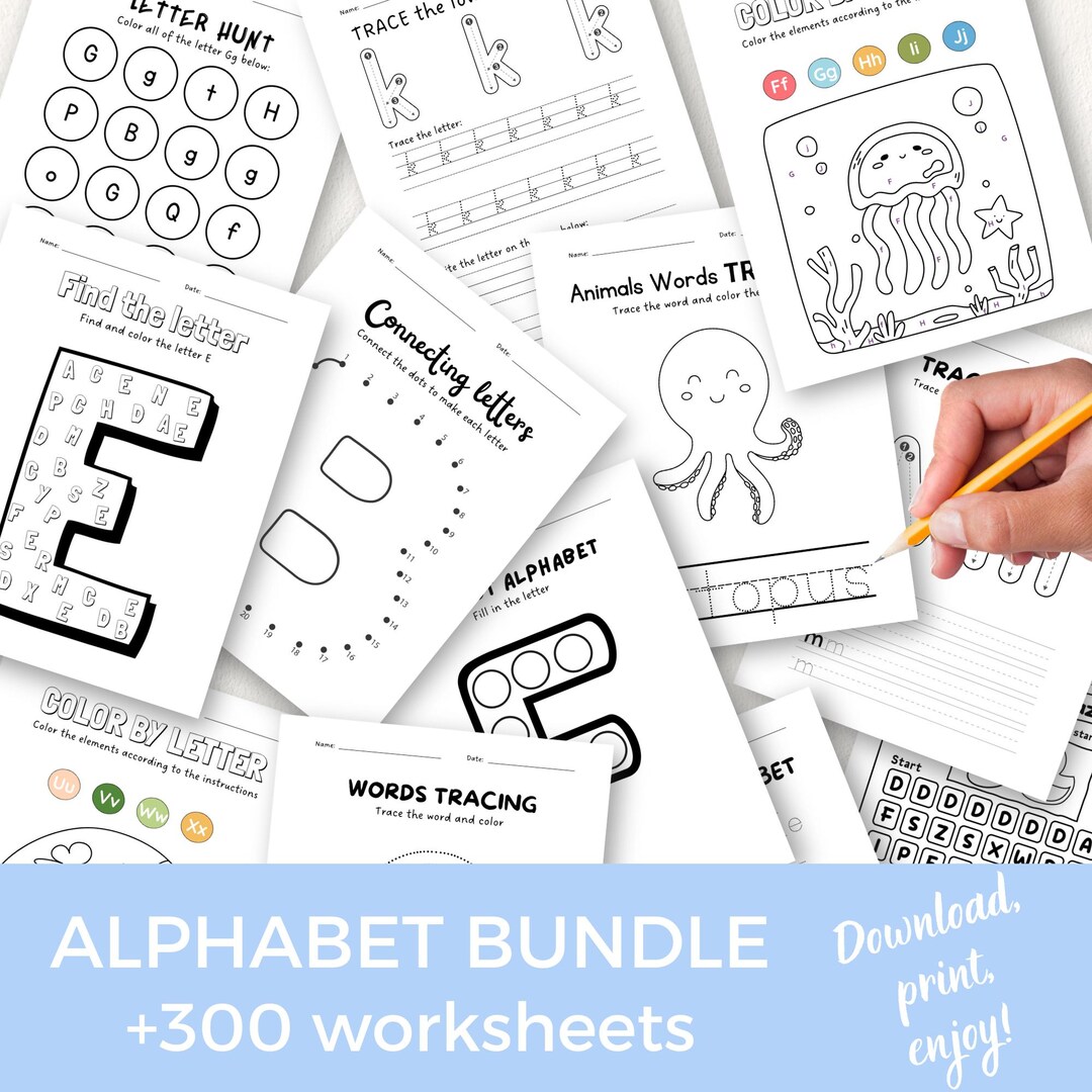 Alphabet 300 Worksheets, Preschool Curriculum, Pre-k, Kindergarten ...