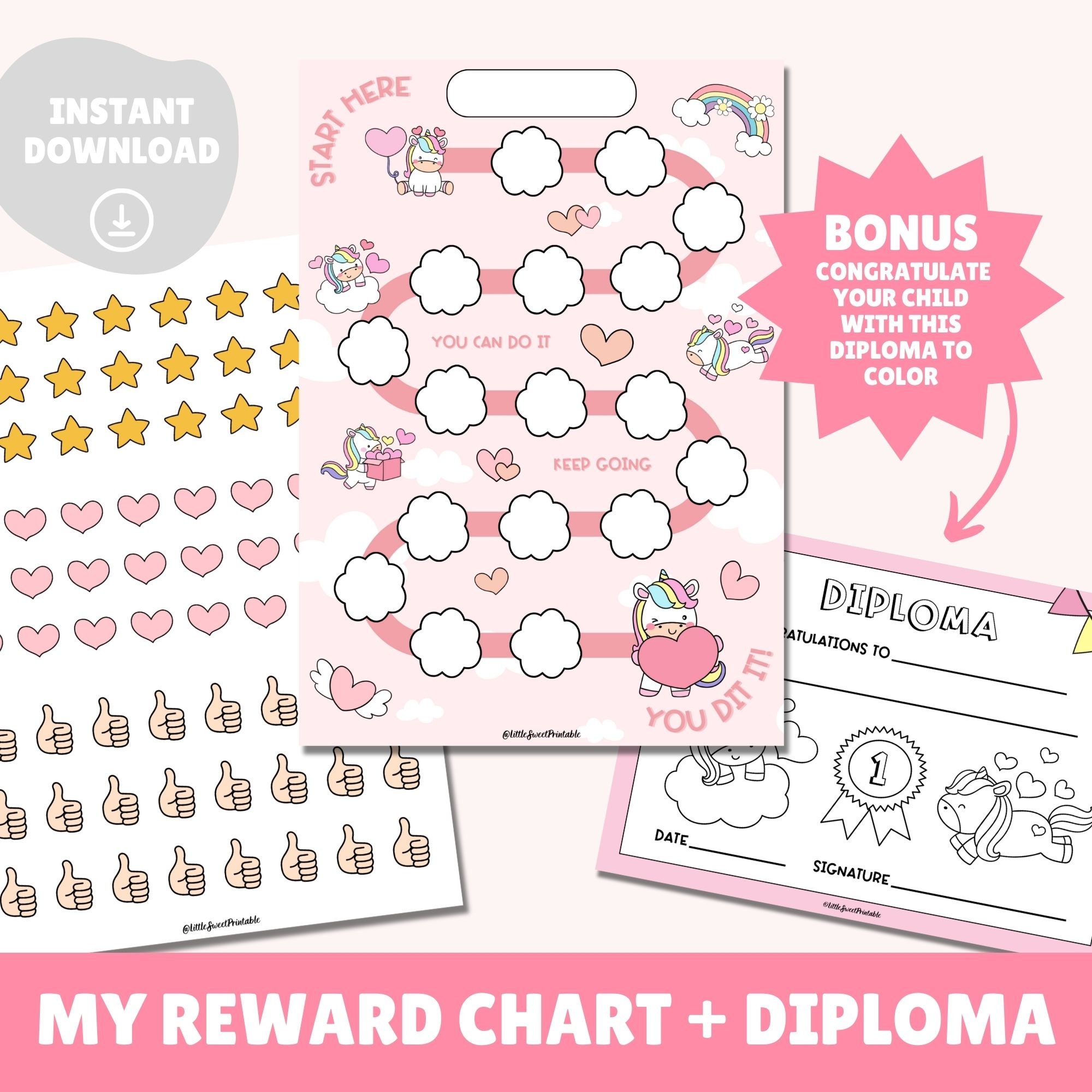 Behavior Chart Printable, Sticker Chart Printable, Reward Chart for ...