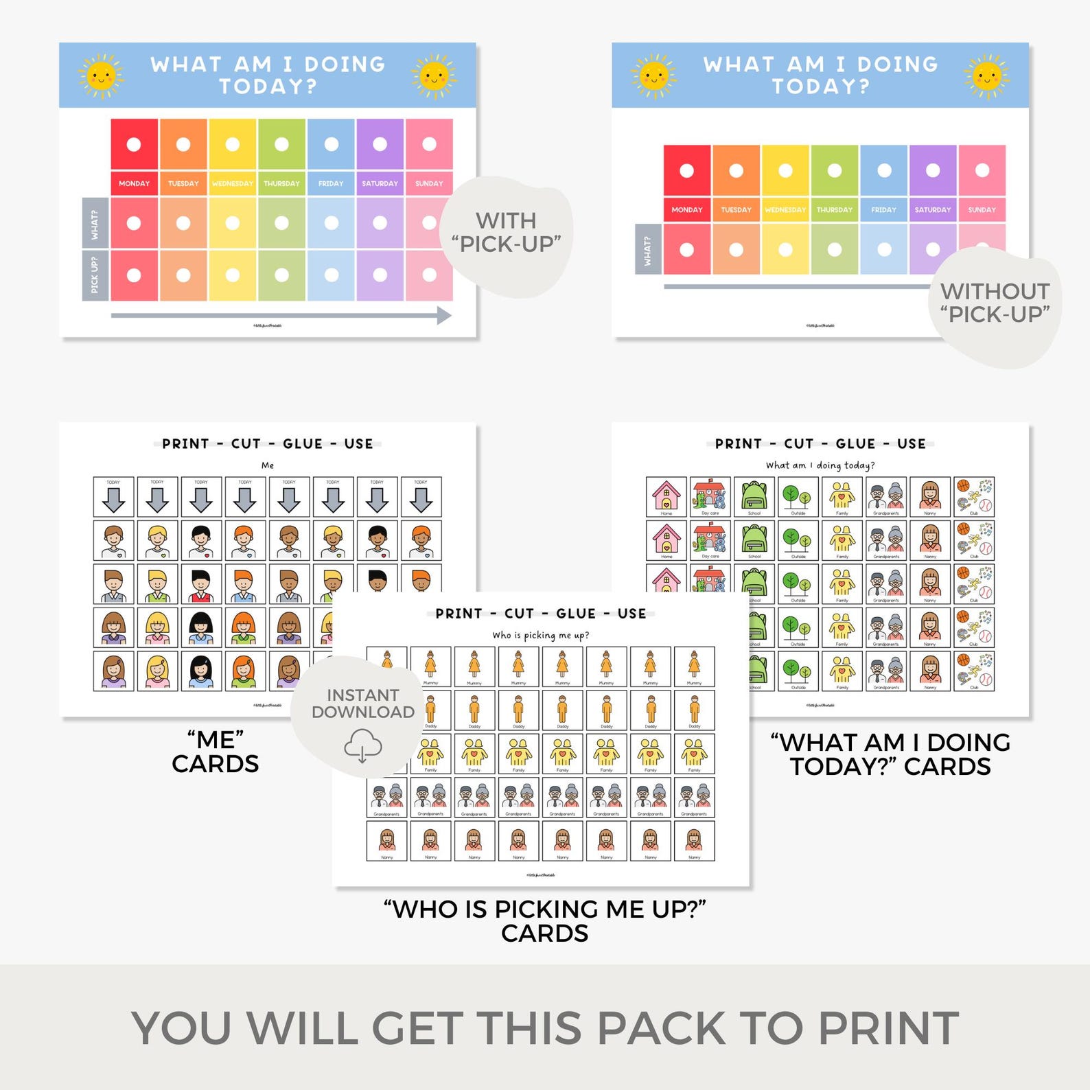 Weekly Visual Calendar, Toddler Visual Schedule, Daily Schedule, Weekly ...