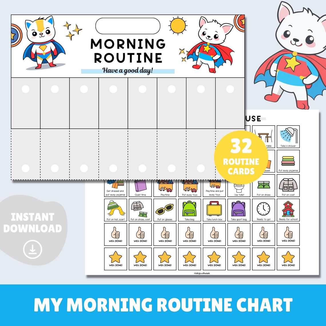 Morning and Bedtime Routine Flip Chart, Routine Chart for Toddlers ...