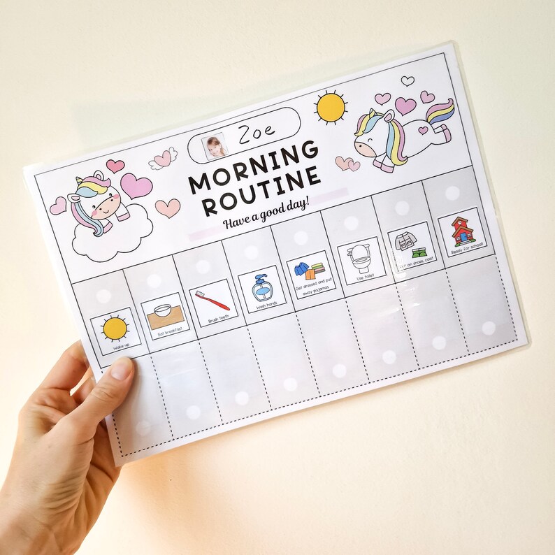 Morning Routine Chart Printable for Kids Toddler Daily Visual Schedule ...