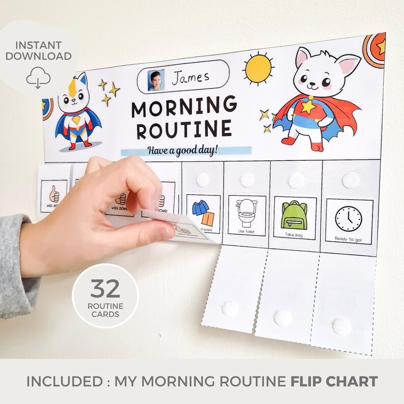 Morning and Bedtime Routine Flip Chart, Routine Chart for Toddlers ...
