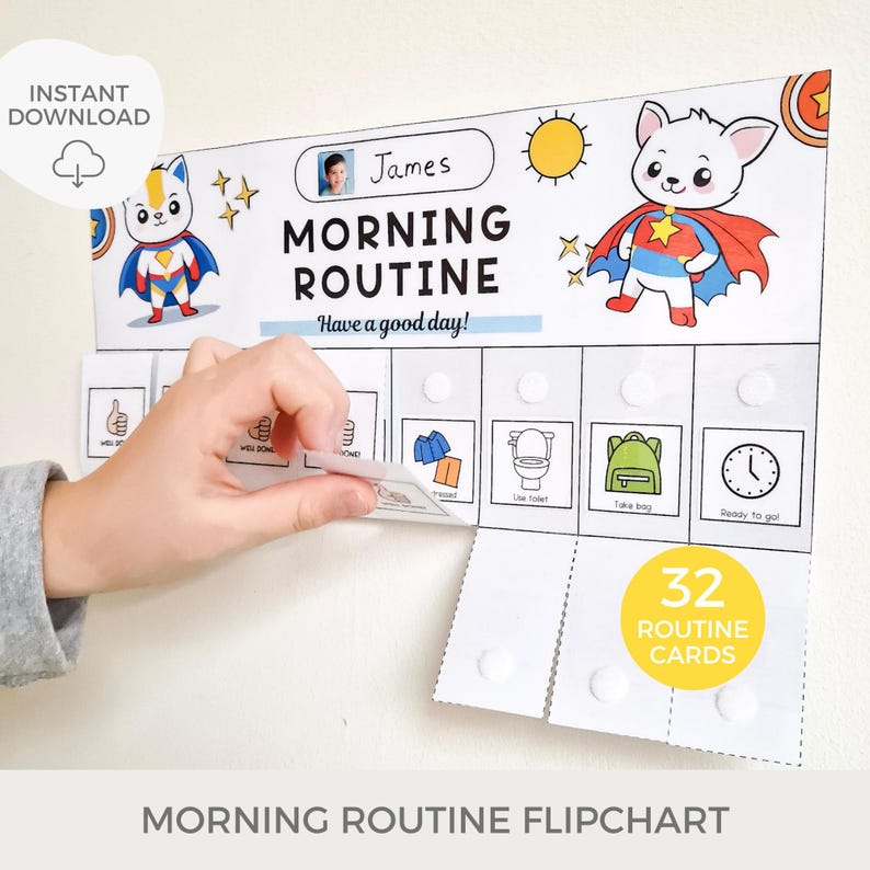 Morning Routine Printable for Kids, Routine Chart for Toddler, Tracker ...