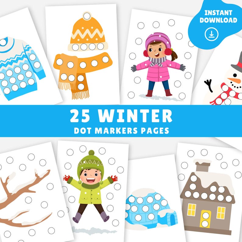 Do a Dot Printable, Winter Dot Marker Pages, Easy Kids Coloring Pages ...