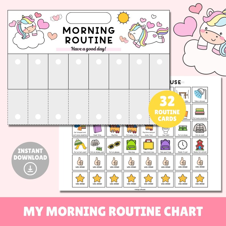Morning Routine Printable for Kids Routine Chart for Toddler Tracker ...