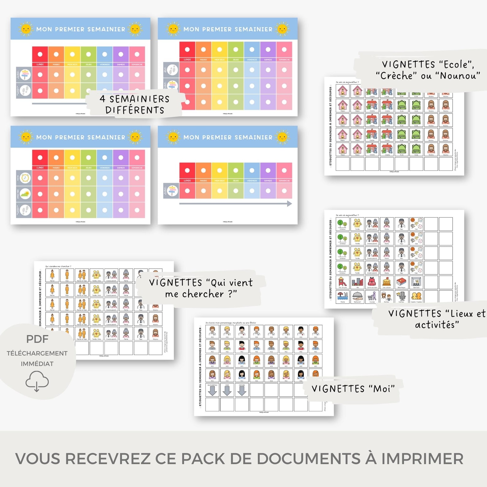 Emploi du temps visuel imprimable pour enfant, Semainier enfant ...
