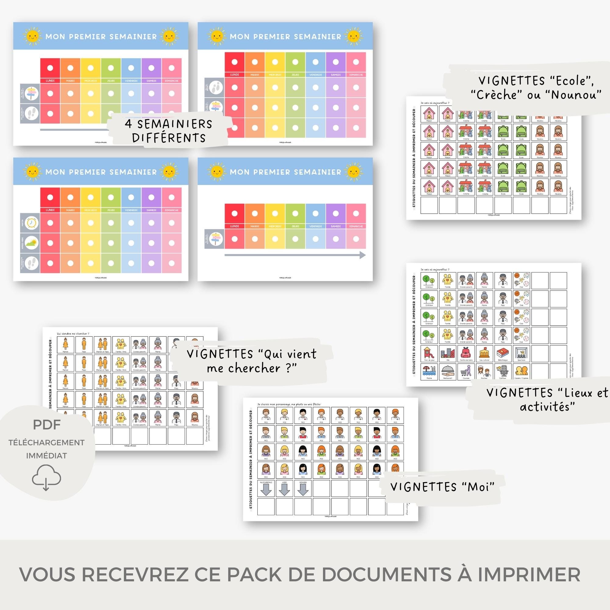 Emploi du temps visuel imprimable pour enfant, Semainier enfant ...