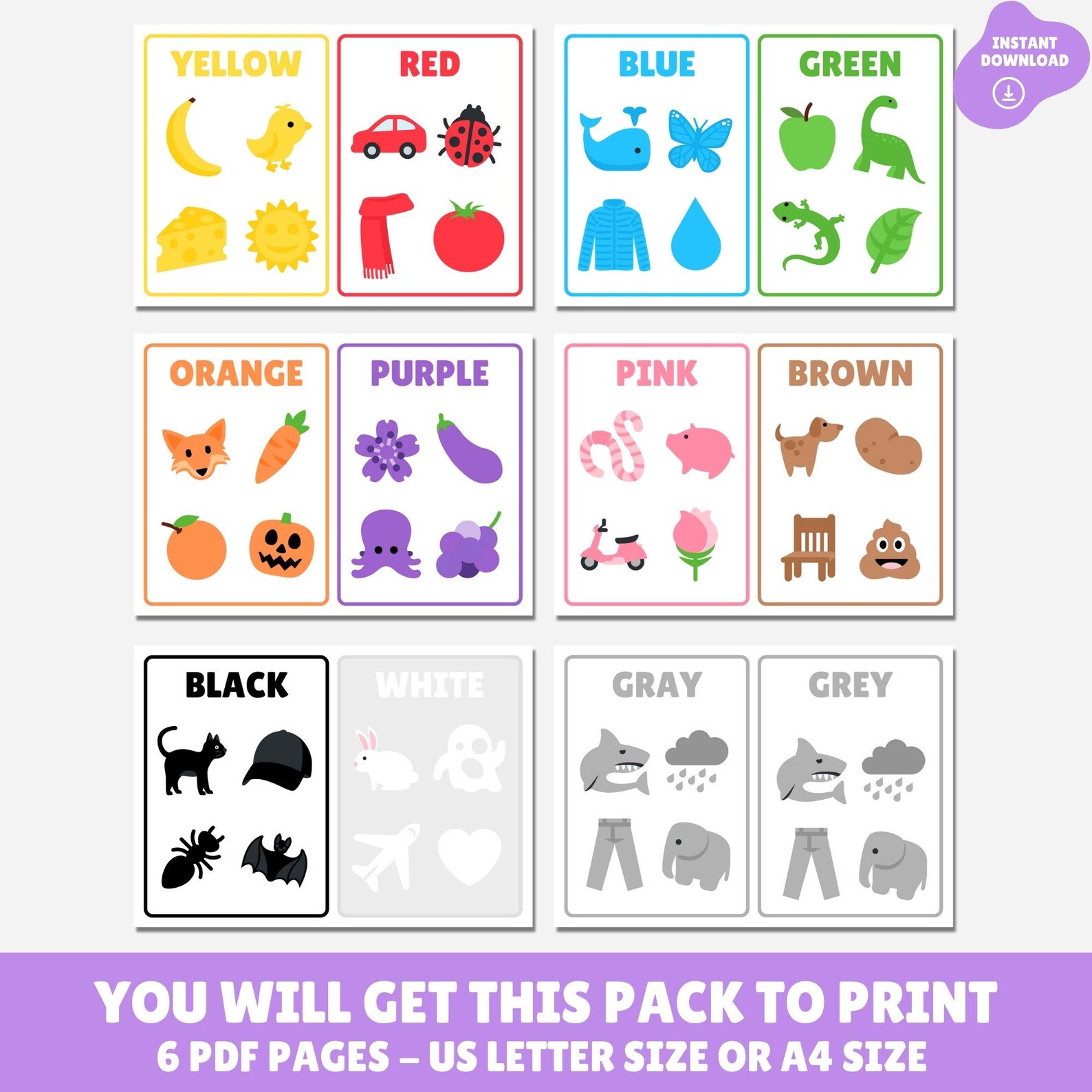 Color Cards, Colors Flashcards for Kids, Printable Flashcards ...
