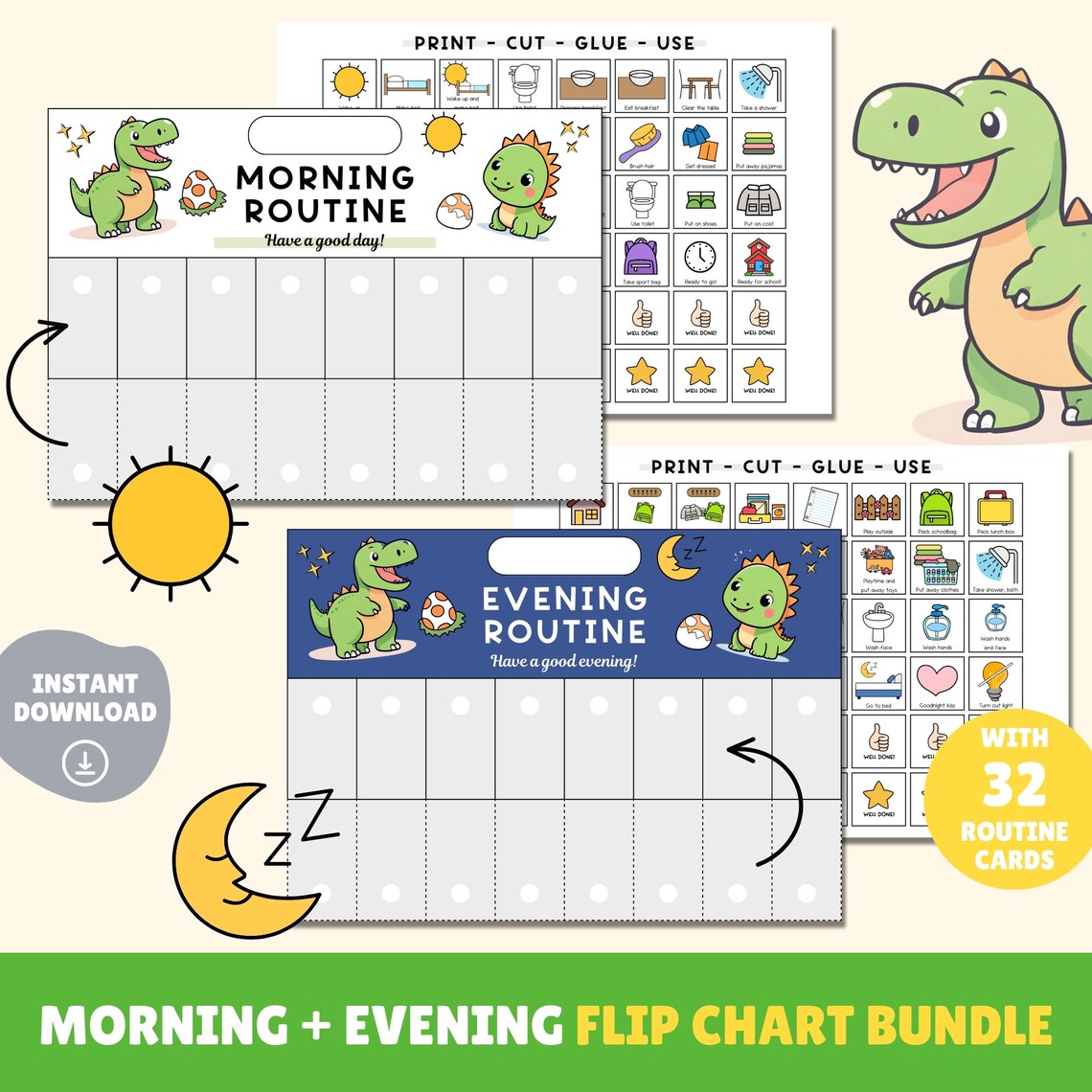 Morning and Bedtime Routine Flip Chart, Routine Chart for Toddlers ...