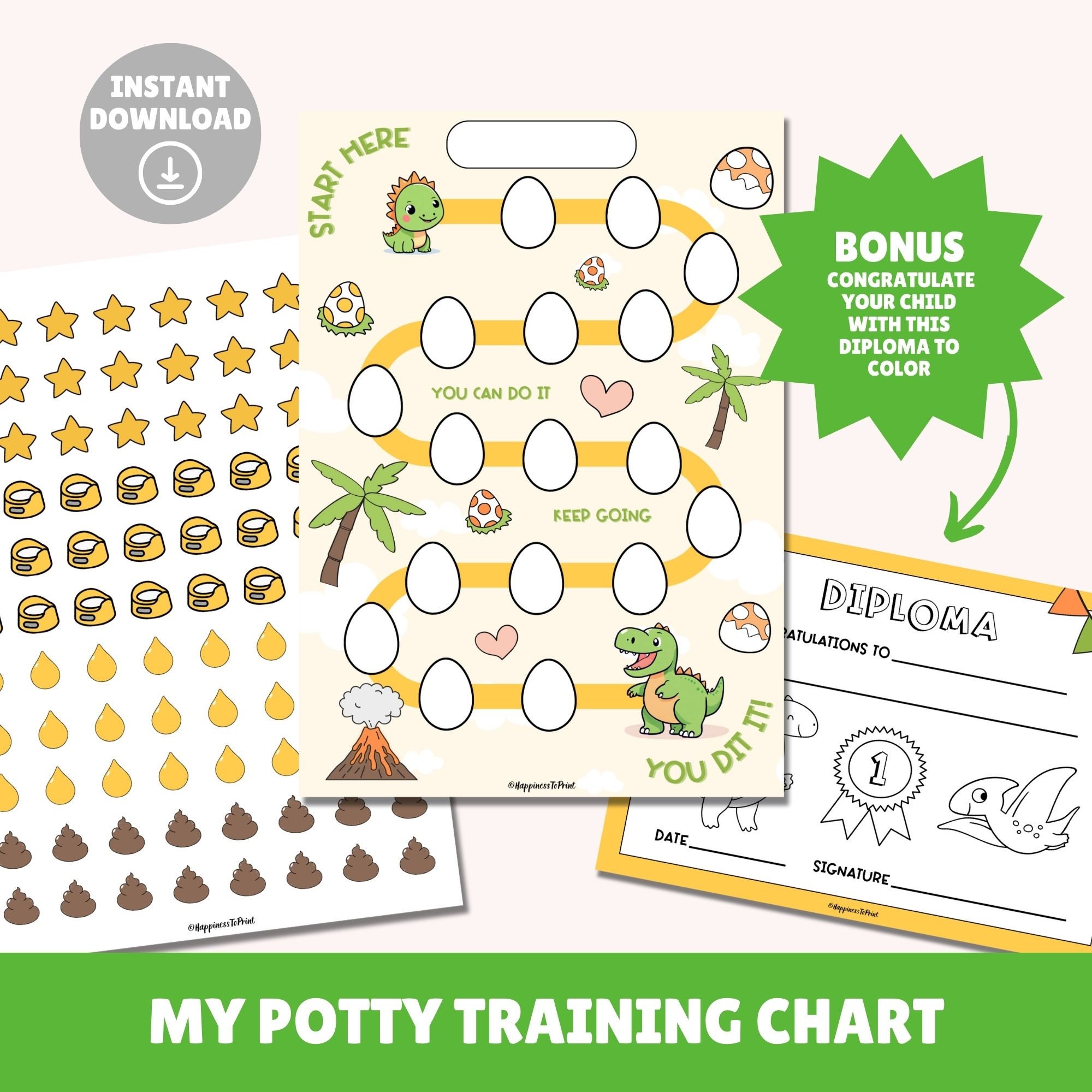 Potty Training Printable Chart for Kids Reward Behavior Chart for ...