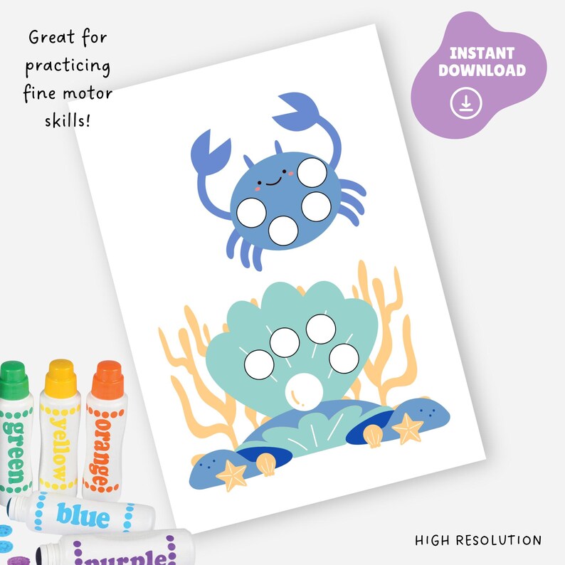 Do a Dot Printable, Mermaid Dot Marker Pages, Easy Kids Coloring Pages ...