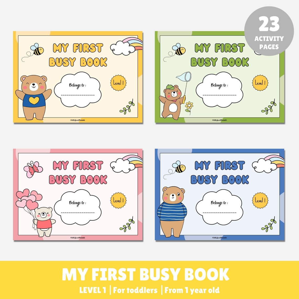 Toddler Printable Busy Book, My First Busy Book, Quiet Book Toddler ...