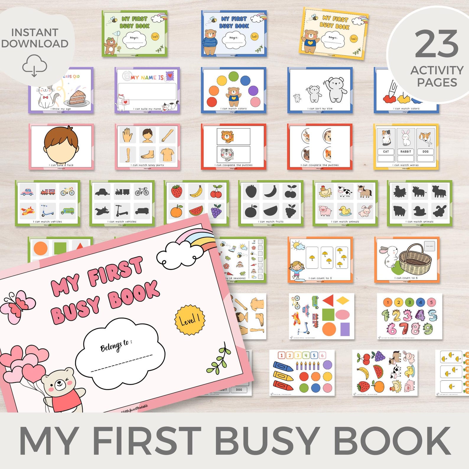 Kid Busy Book, Toddler Printable Busy Book, Quiet Book Toddler, Busy ...