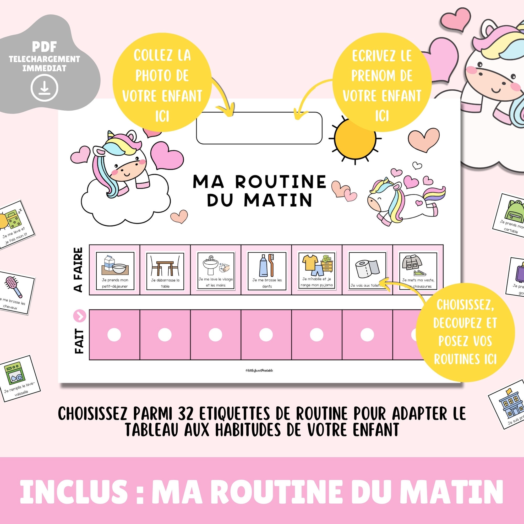 Morning and Bedtime Routine Chart, Routine Chart for Kids, Daily ...