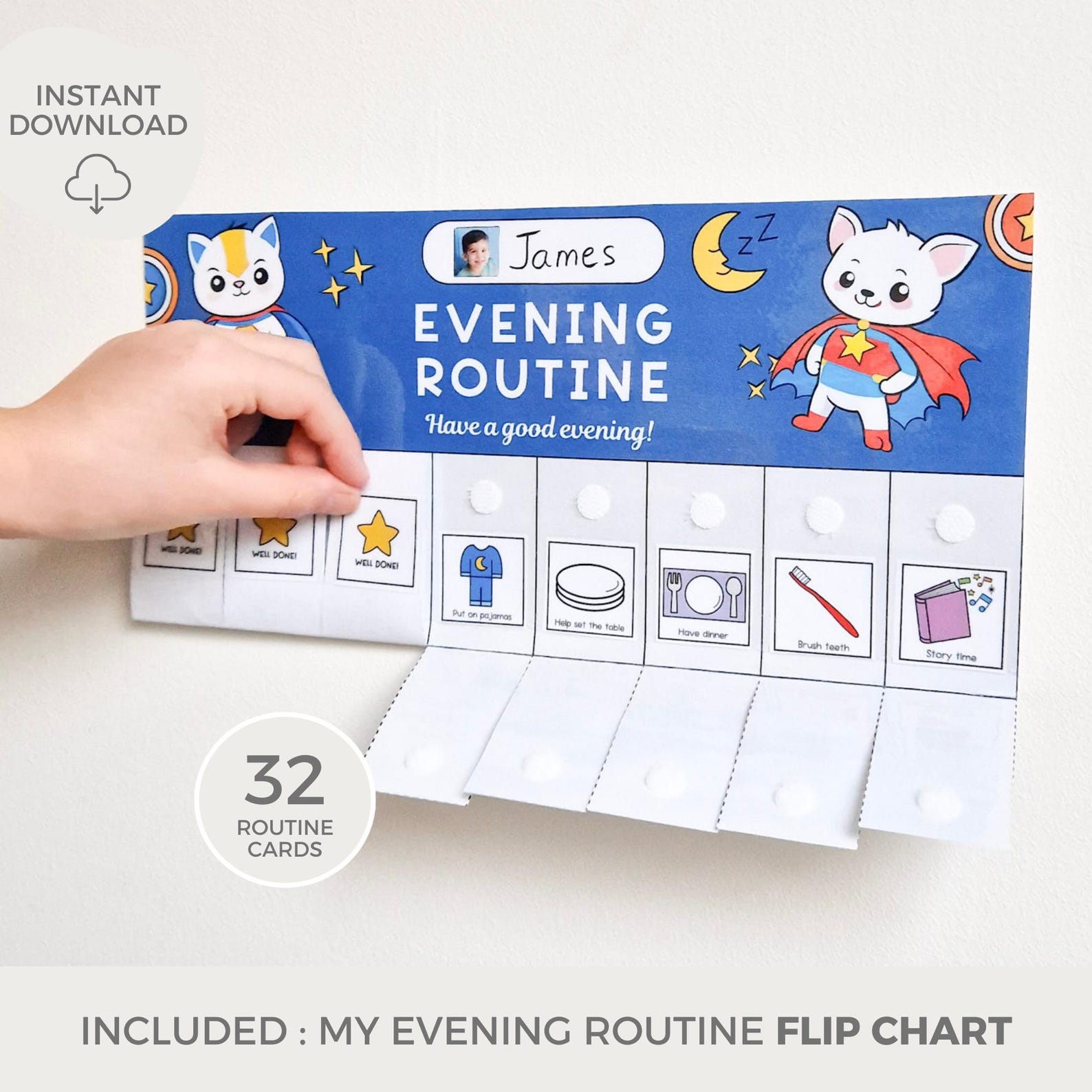 Morning and Bedtime Routine Chart, Kids Routine Chart, Reward Chart ...