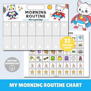 Morning Routine Printable for Kids Routine Chart for Toddler Tracker ...