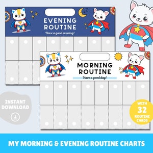 Morning and Bedtime Routine Flip Chart, Routine Chart for Toddlers ...