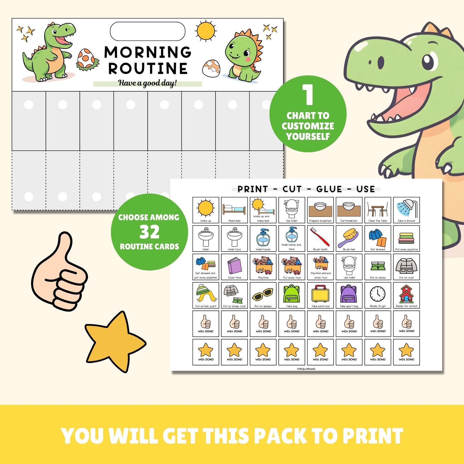 Morning Routine Printable for Kids, Routine Chart for Toddler ...