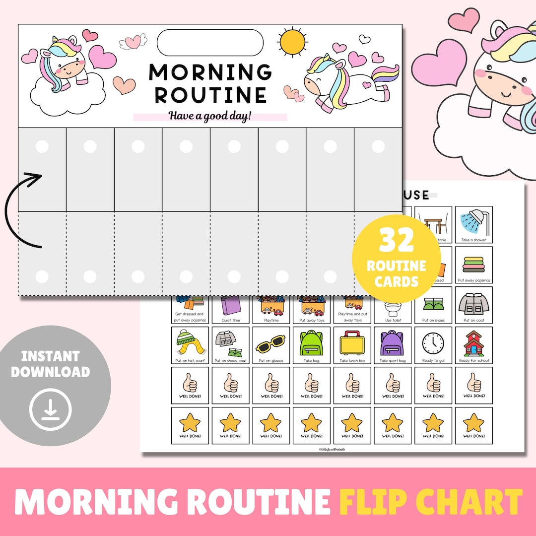 Cuadro imprimible de rutinas matutinas, Horario para niños ...