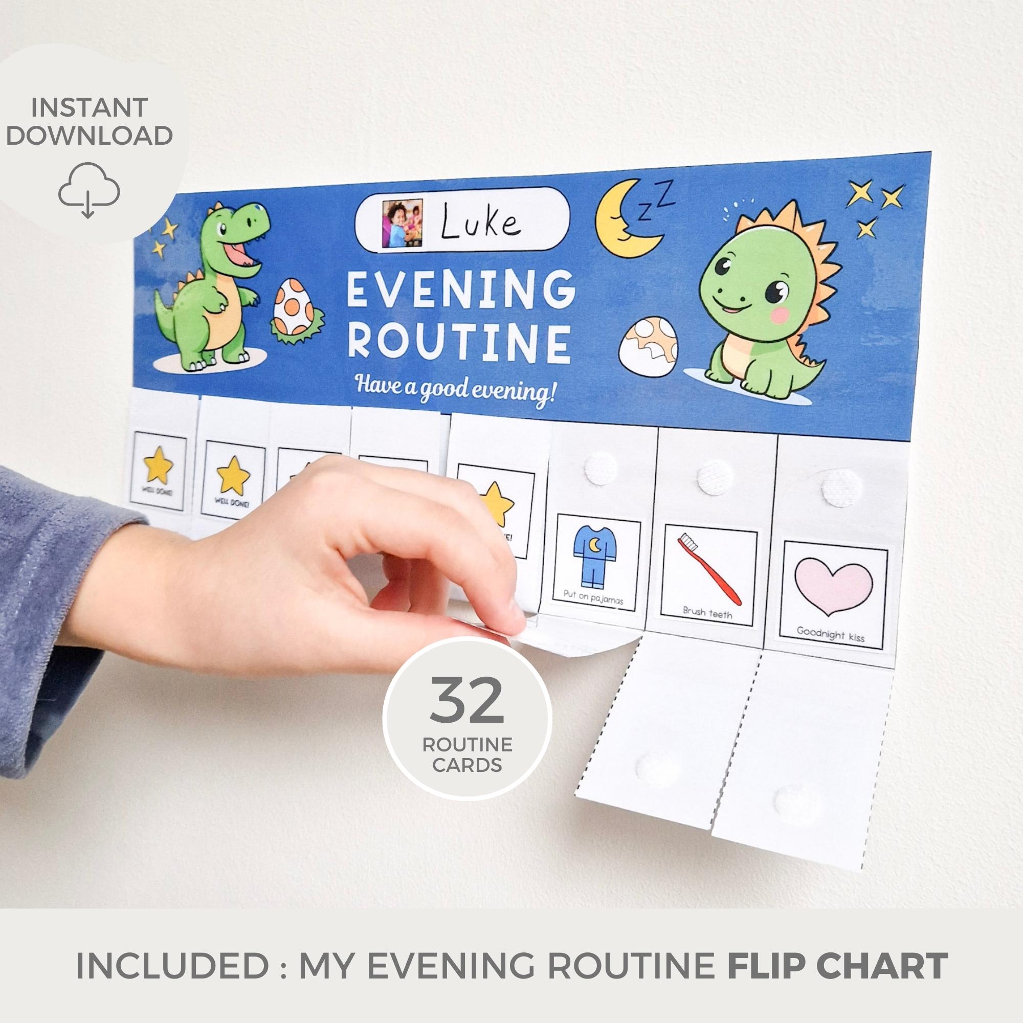 Morning and Bedtime Routine Flip Chart, Routine Chart for Toddlers ...