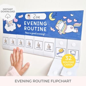 Bedtime Flip Chart, Routine Printable, Visual Schedule Kid & Toddler ...